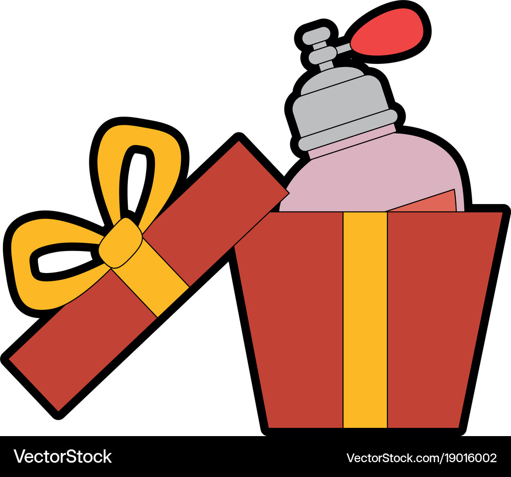 Giftbox with women perfume bottle icon Royalty Free Vector