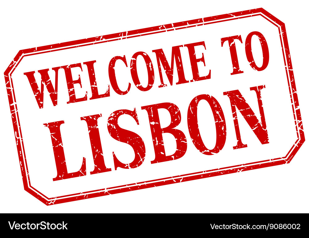 Lisbon - welcome red vintage isolated label Vector Image