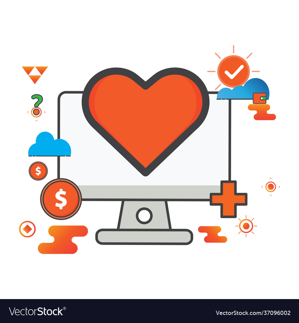 Love computer flat icon can use for icon design Vector Image Love computer flat icon can use for icon design Vector Image