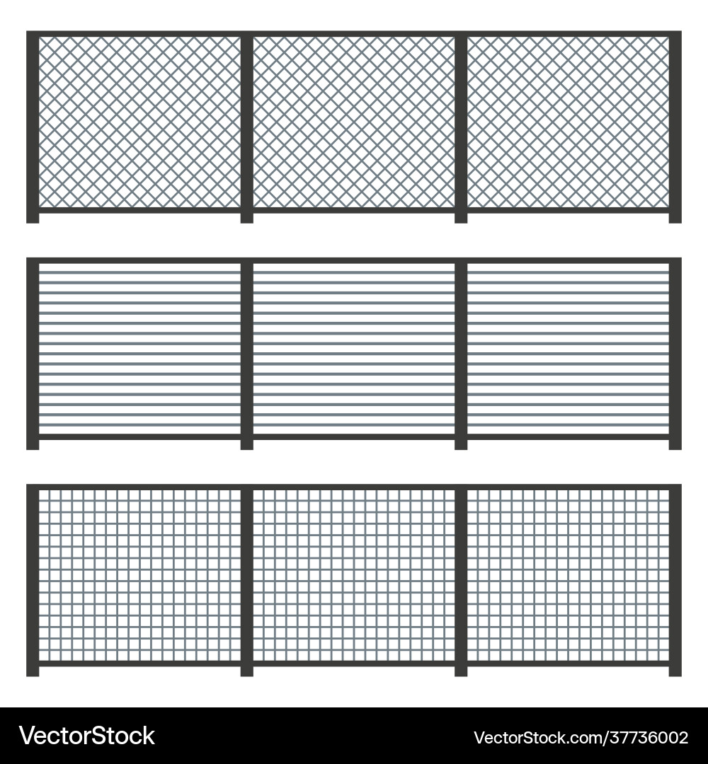 Metal fence set on white background Royalty Free Vector