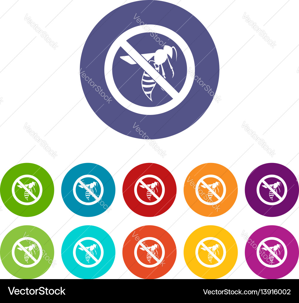 No wasp sign set icons Royalty Free Vector Image