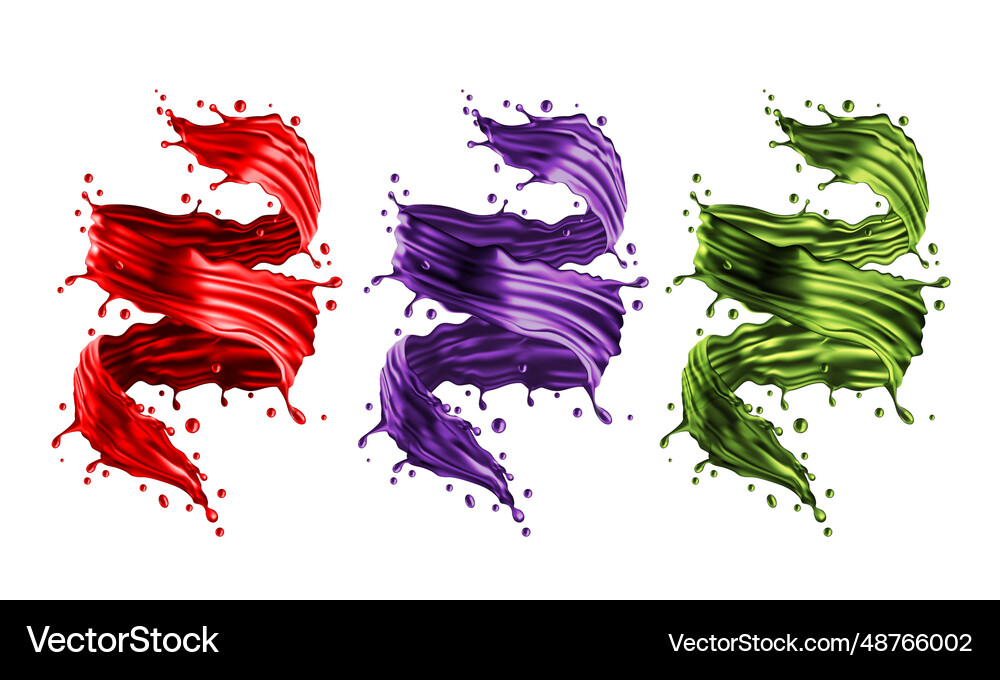 Realistic set collection 3d crear red purple Vector Image