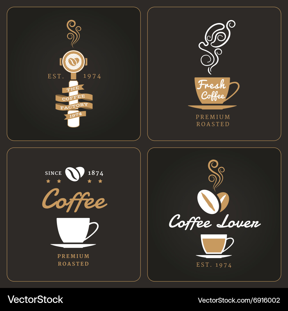 Set vertical coffee shop badges and labels Vector Image