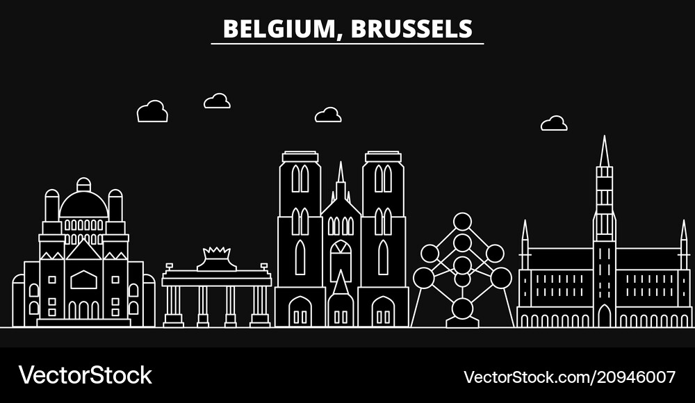 Brussels silhouette skyline belgium - brussels Vector Image