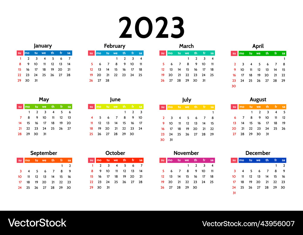 Calendar for 2023 isolated on a white background Vector Image
