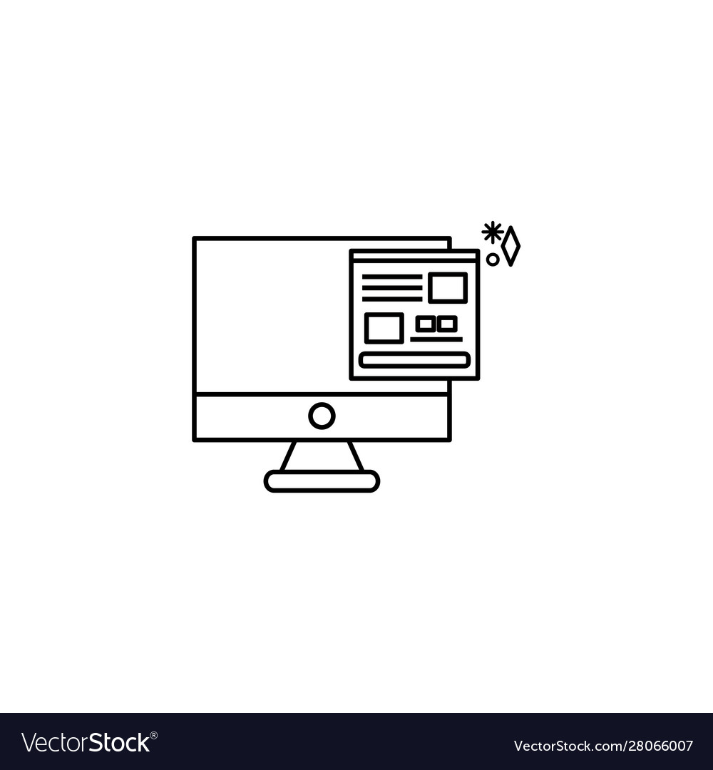 Computer with social media line style icon Vector Image