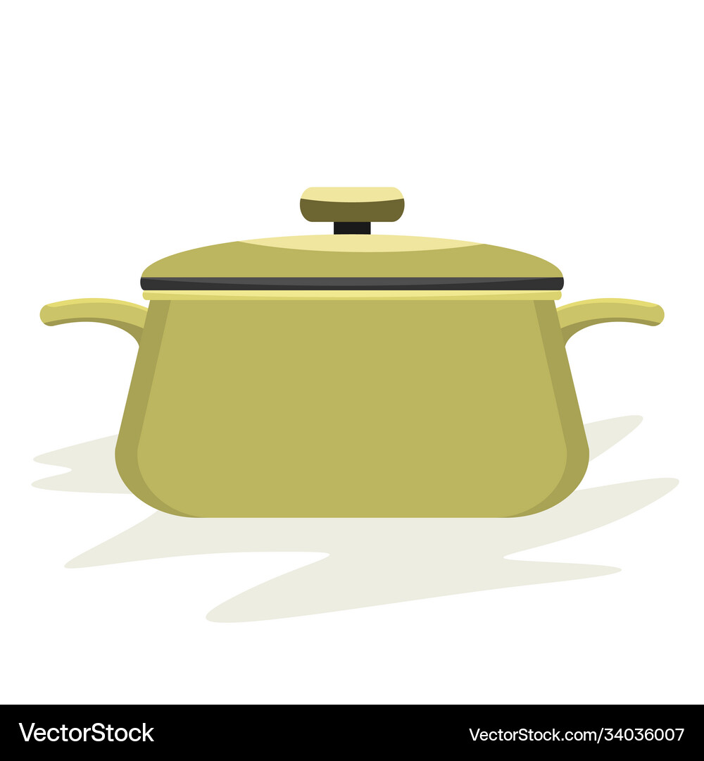 Cooking pot or pan with side view and cover Vector Image