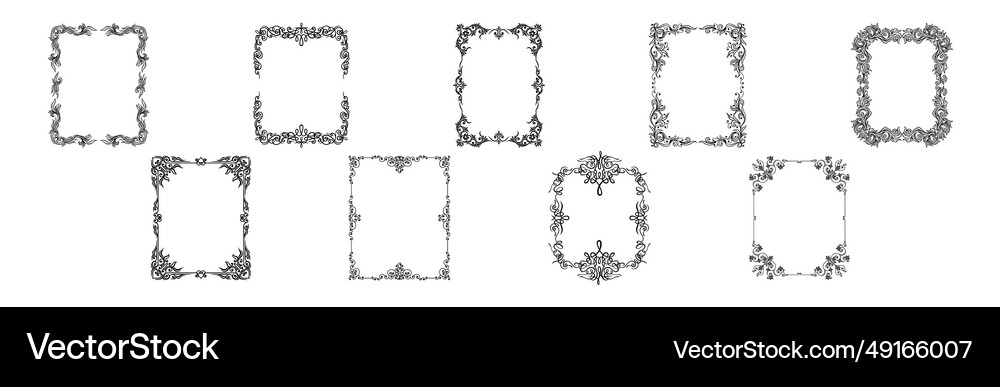 Decorative frames with ornament rectangle border Vector Image