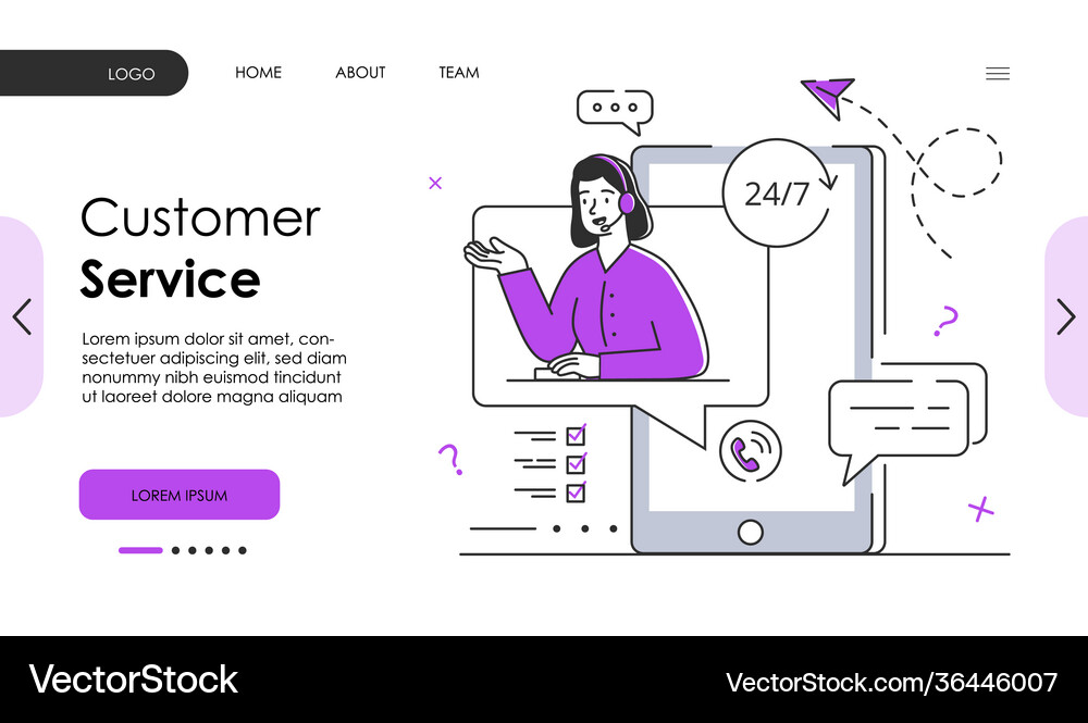 Female character is working in customer service Vector Image