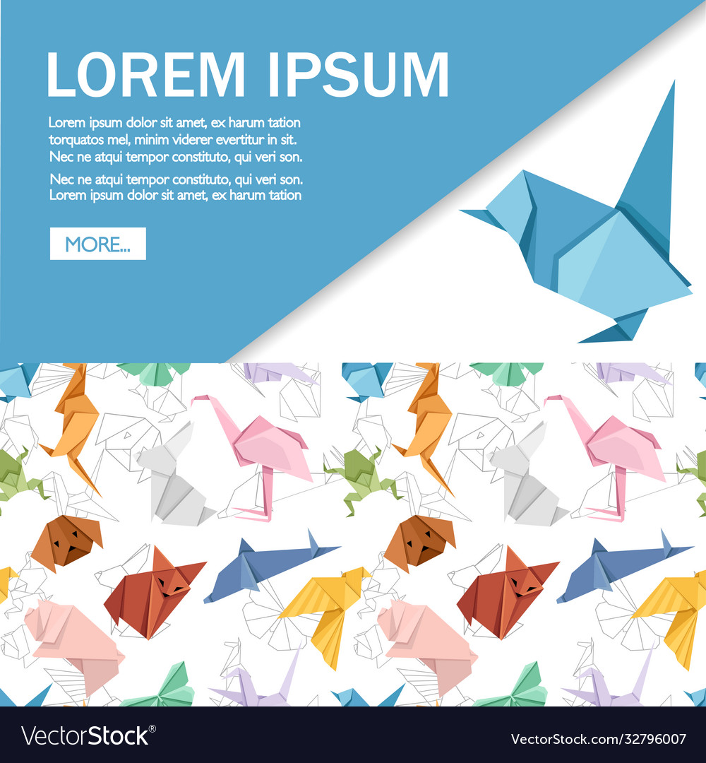 Origami japanese animal set modern hobflat Vector Image