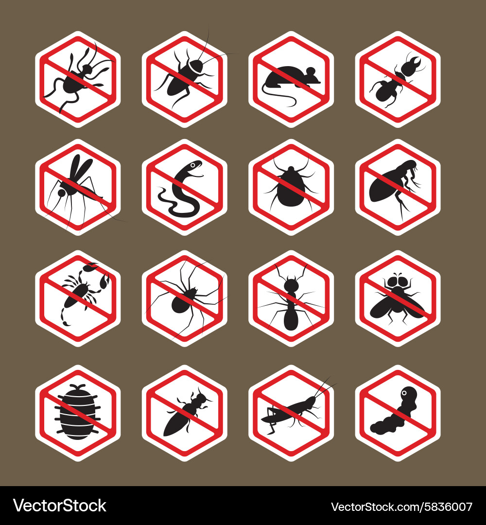 Pests Insects Bugs Prohibition Repellent Sign Vector Image