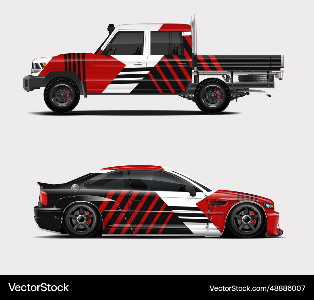 Powerful aggressive sports car wrap design Vector Image