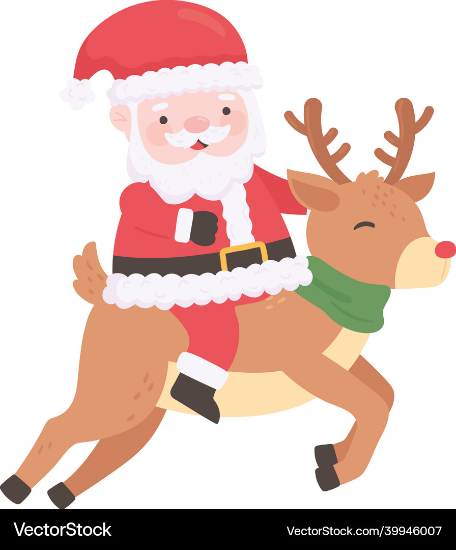Santa claus riding reindeer Royalty Free Vector Image