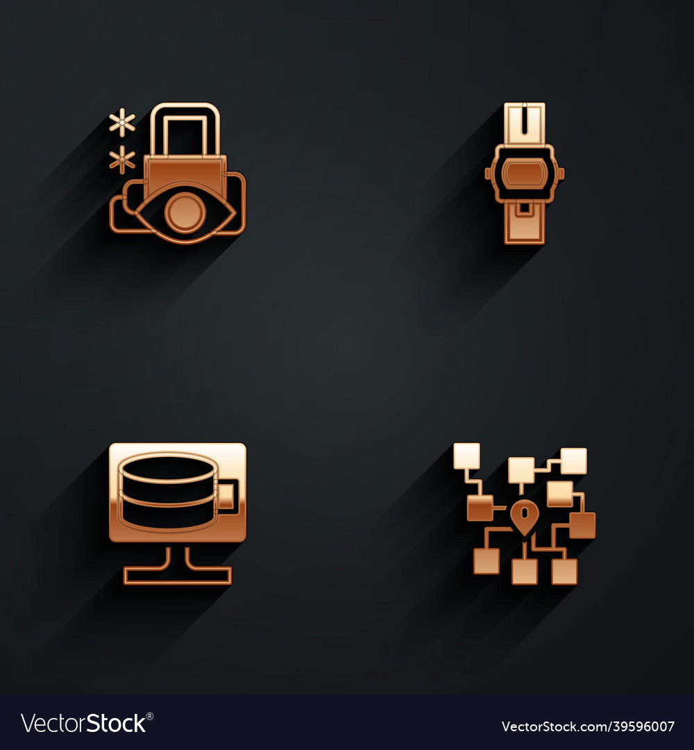 Set cyber security wrist watch cloud database Vector Image Set cyber security wrist watch cloud database Vector Image
