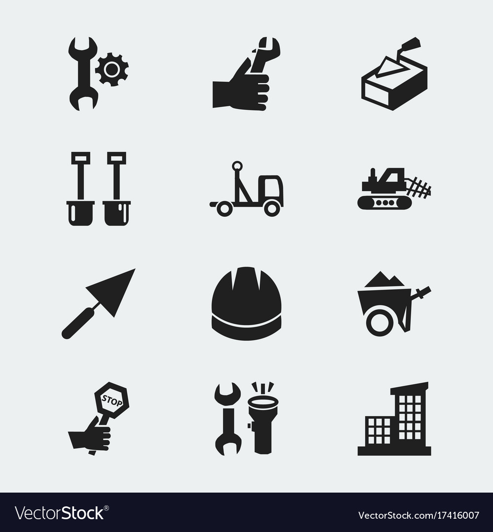 Set of 12 editable structure icons includes Vector Image