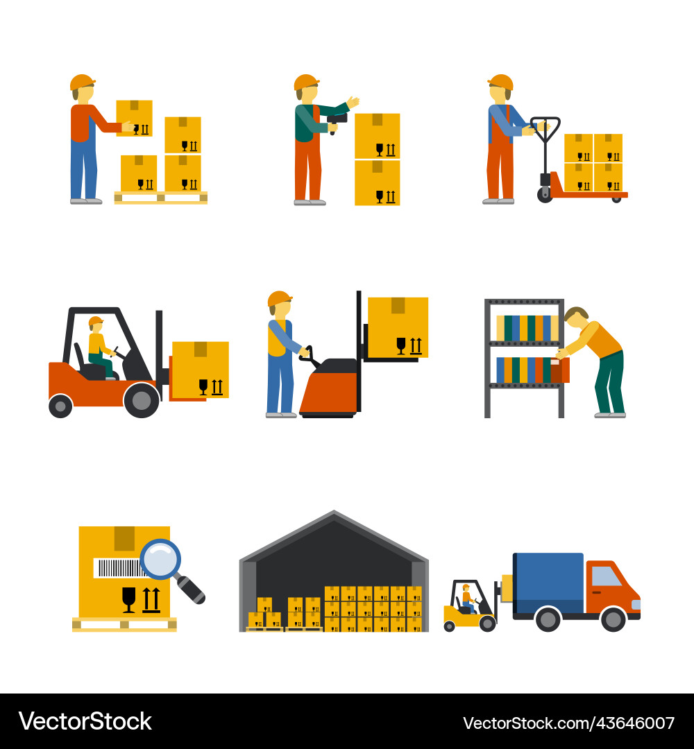 Warehouse icon flat Royalty Free Vector Image - VectorStock