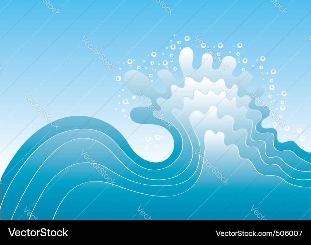 Wave in oceanwater nature background with sun Vector Image