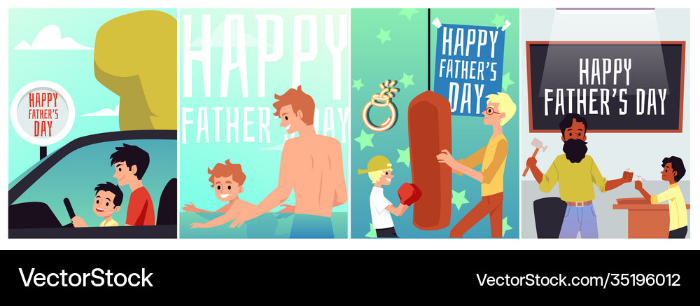 A set flat posters for happy father day Royalty Free Vector