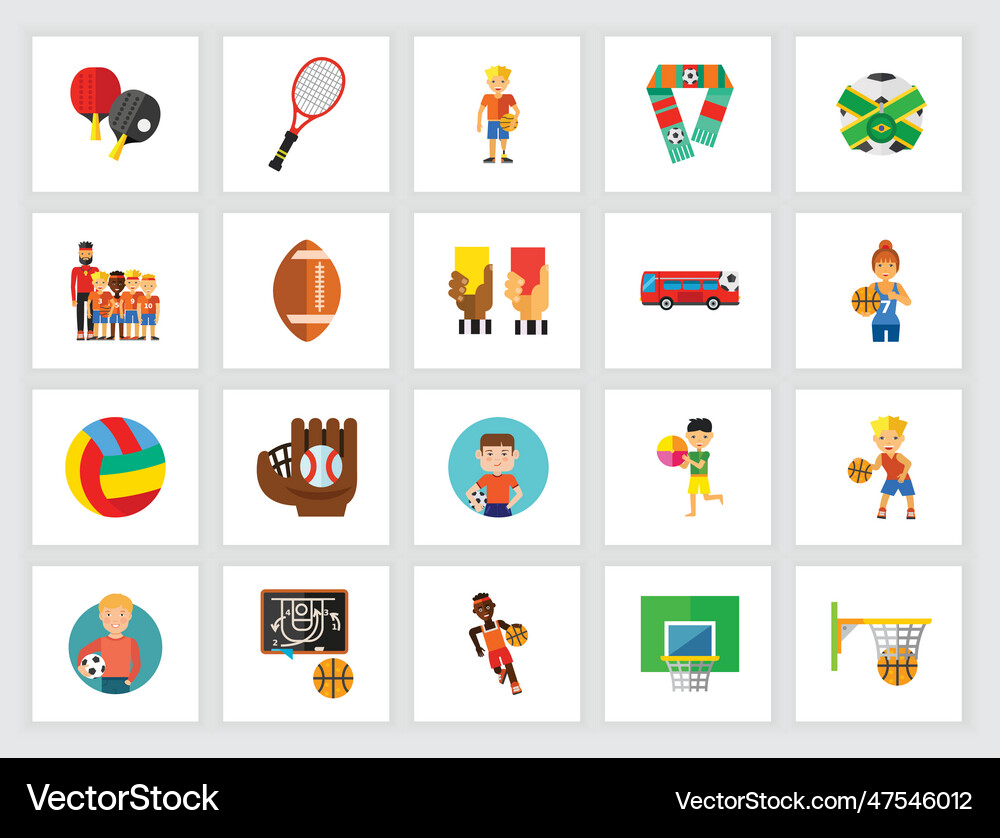 Ball games concept flat icon set – Royalty-Free Vector | VectorStock