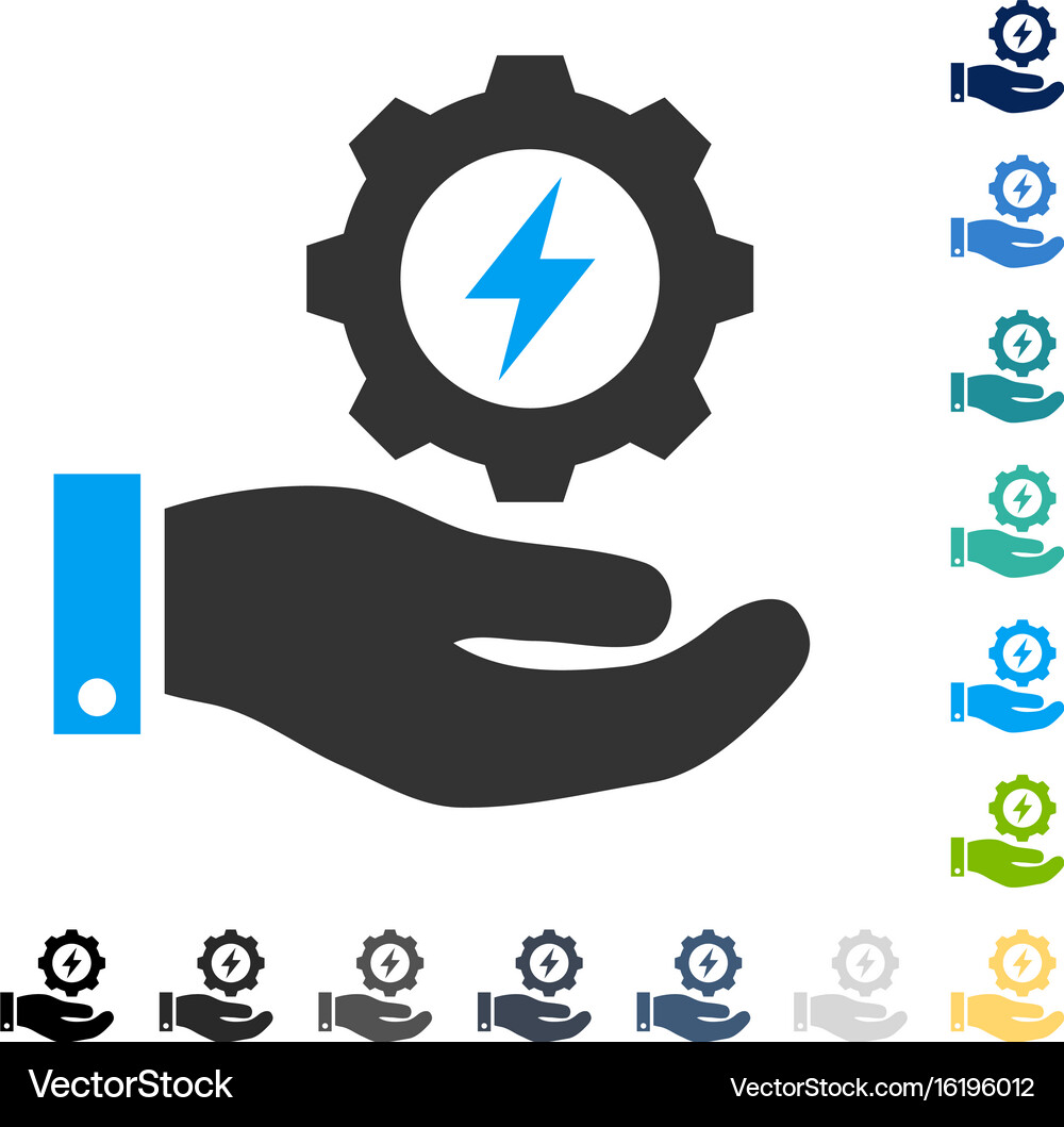 Electricity gear service hand icon Royalty Free Vector Image