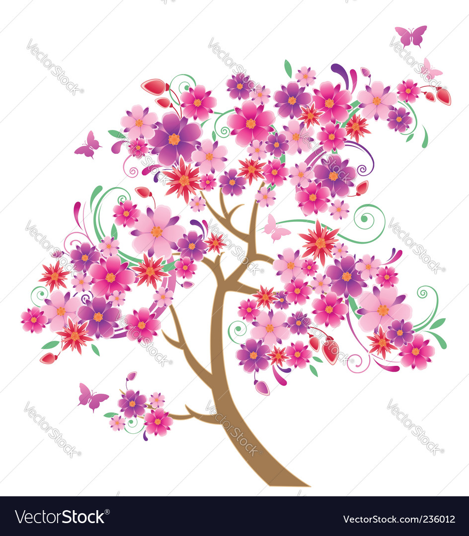 Flowering tree Royalty Free Vector Image - VectorStock