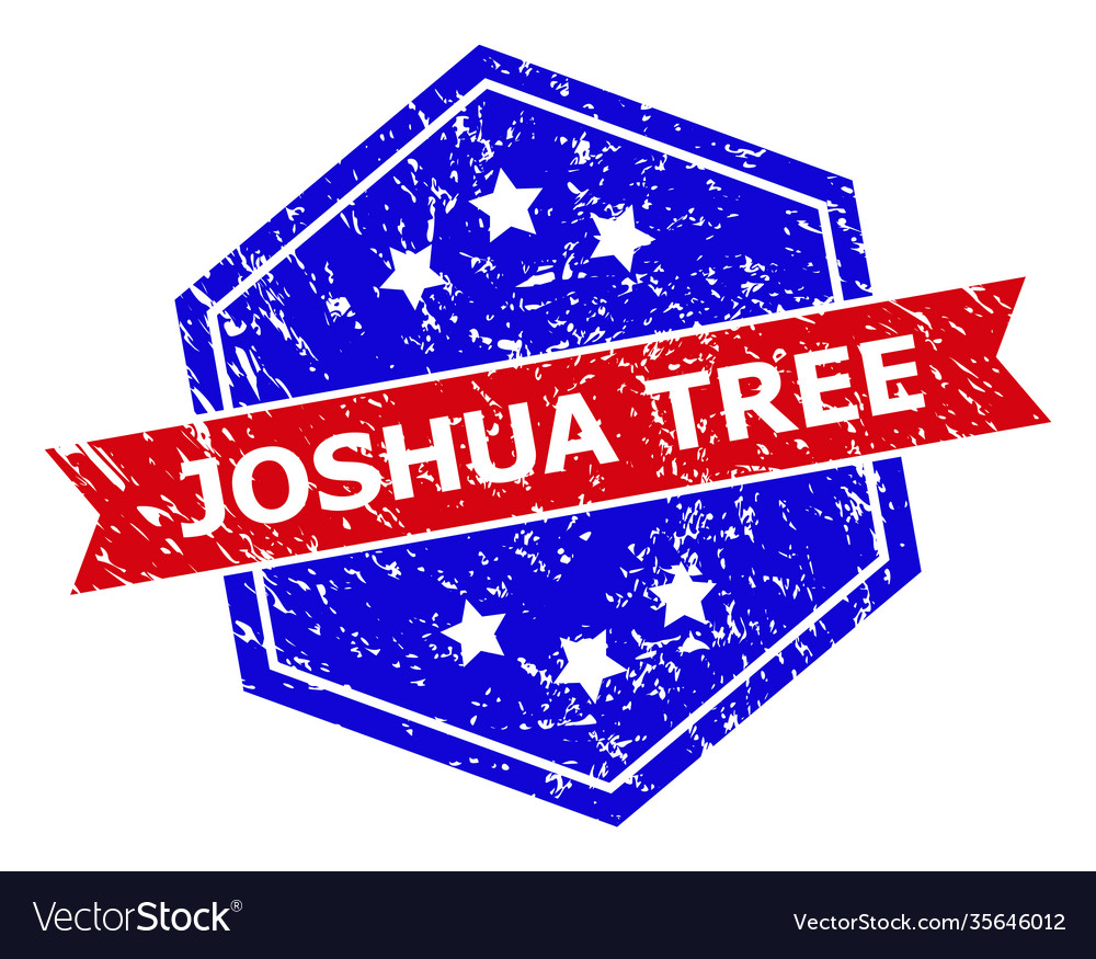Hexagonal bicolor joshua tree rubber stamp Vector Image