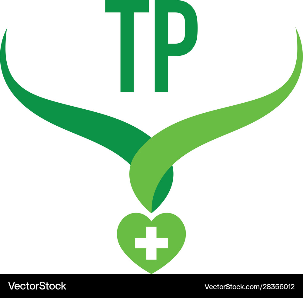 Initial letter tp creative health green logo Vector Image