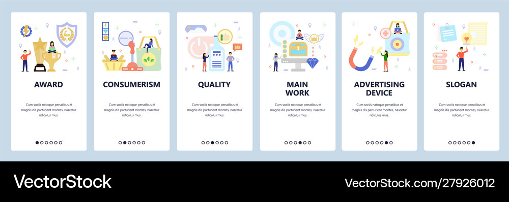 Mobile app onboarding screens people shop gorcery Vector Image