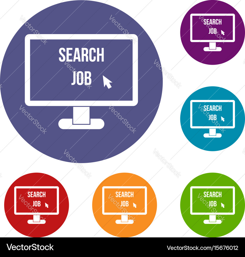 Search job icons set Royalty Free Vector Image