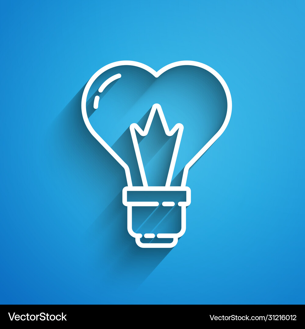 White line heart shape in a light bulb icon Vector Image
