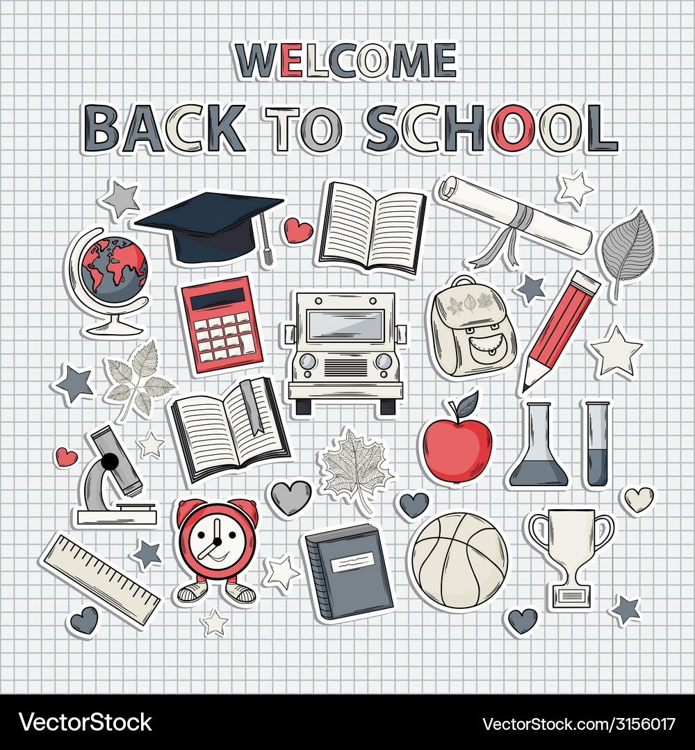 Back to school set on the notebook sheet Vector Image