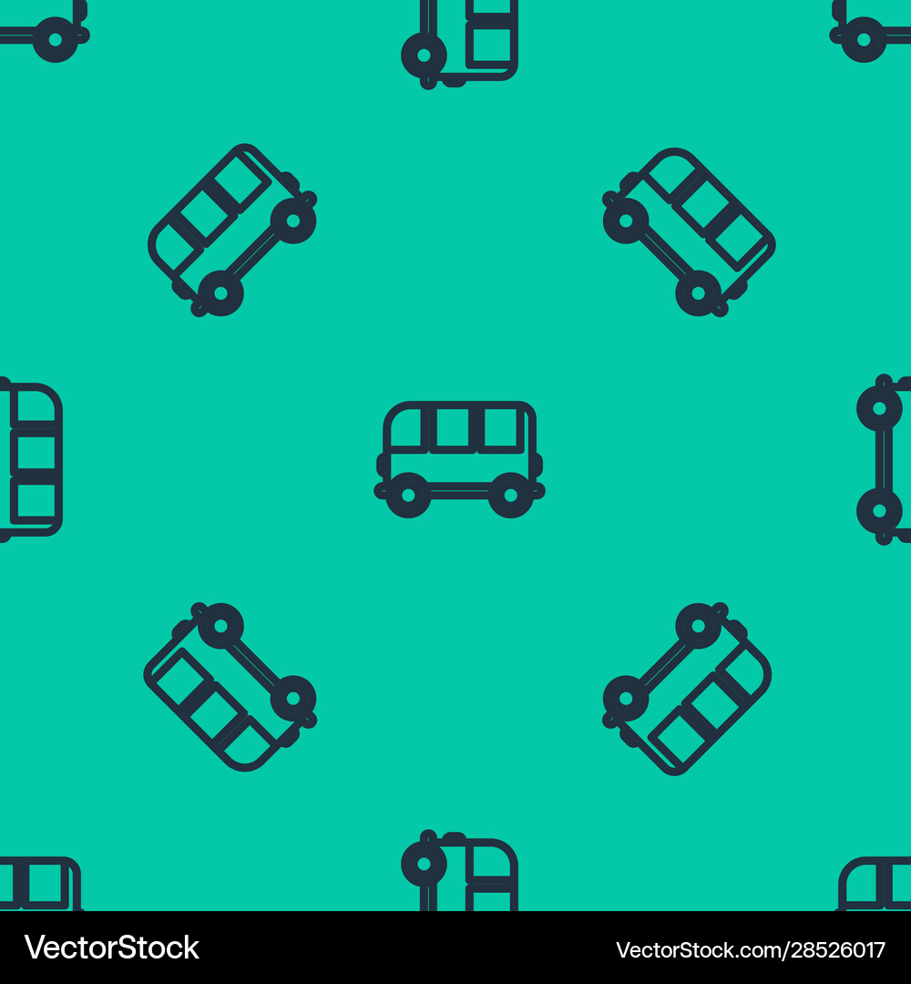 Blue line school bus icon isolated seamless Vector Image