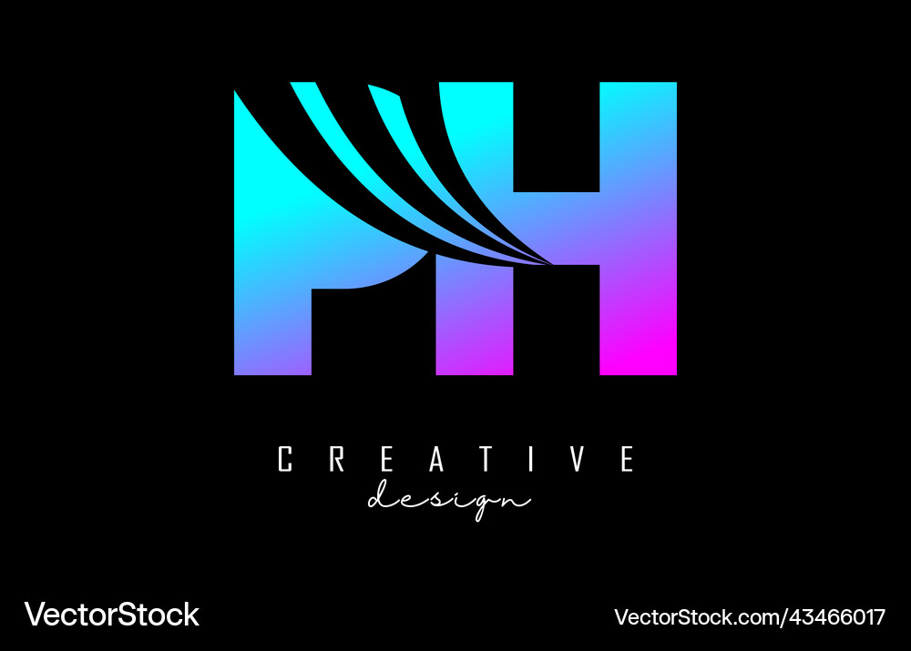Creative colorful letters ph p h logo Royalty Free Vector