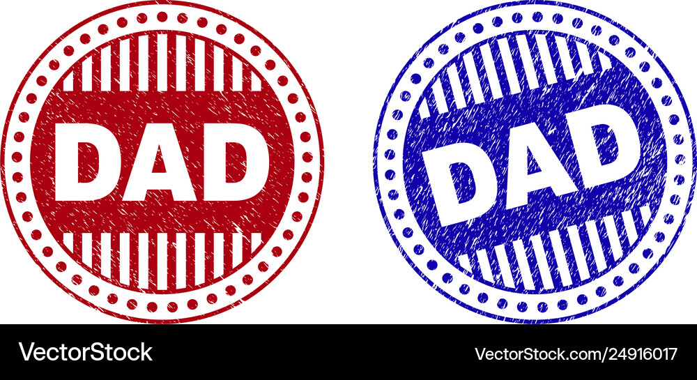 Grunge dad scratched round watermarks Royalty Free Vector