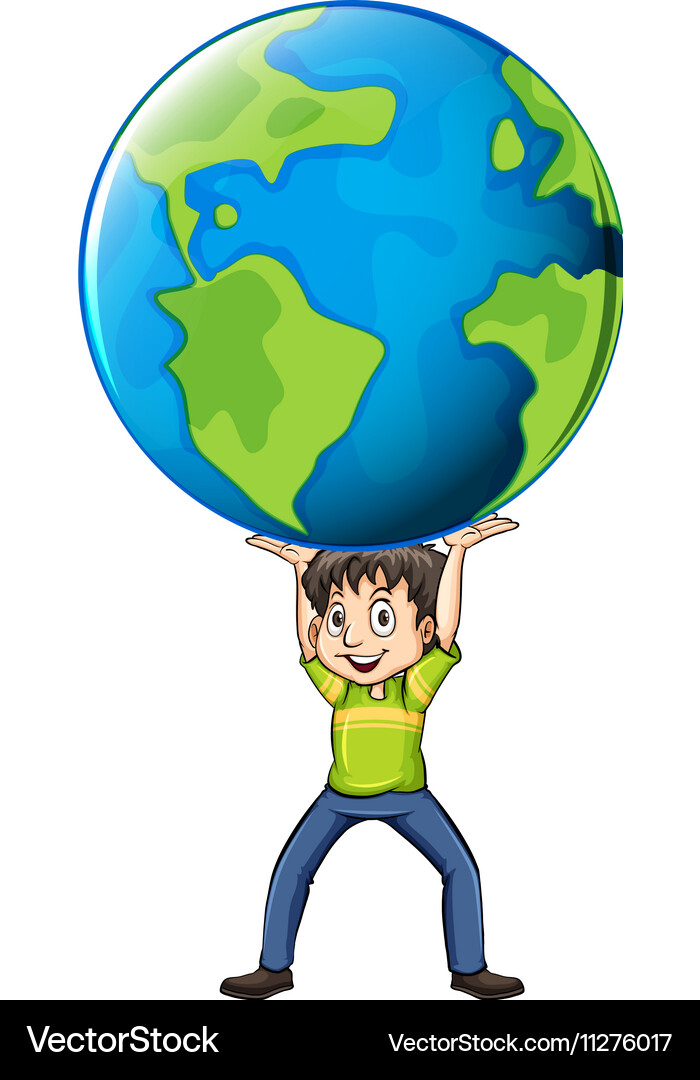 Happy man holding the world Royalty Free Vector Image