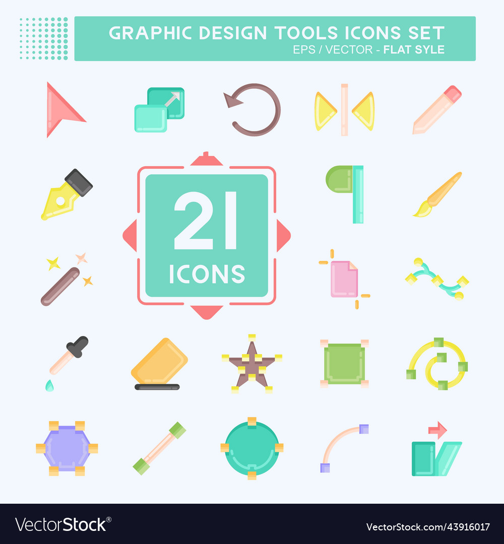 Icon set graphic design tools related to graphic Vector Image Icon set graphic design tools related to graphic Vector Image