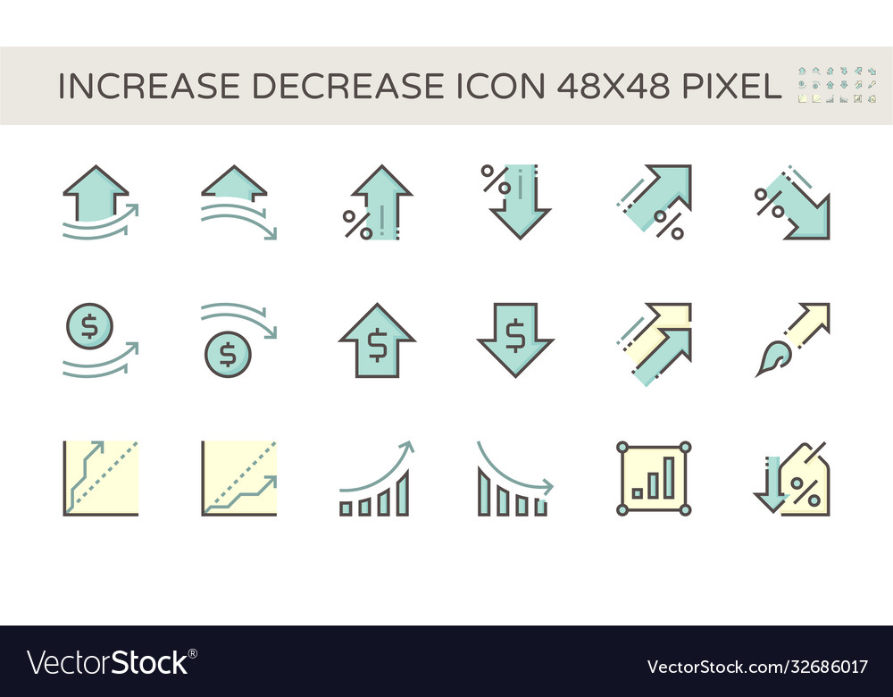 Increase decrease and arrow icon set design Vector Image