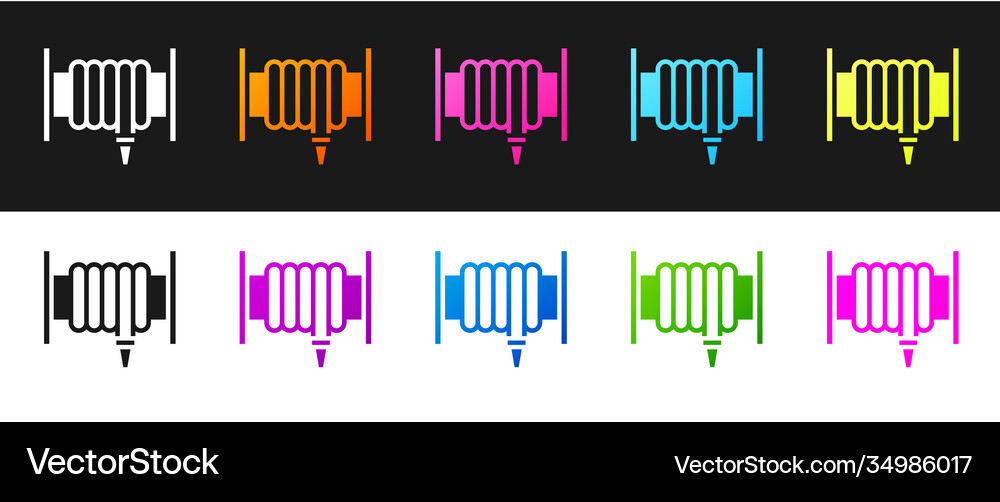 Set fire hose reel icon isolated on black Vector Image