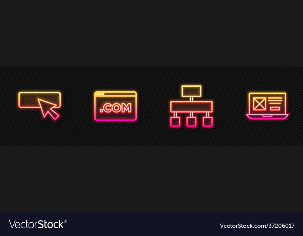 Set line site map ui or ux design and glowing Vector Image