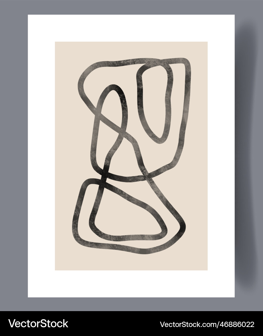 Abstract line tangled contour wall art print Vector Image