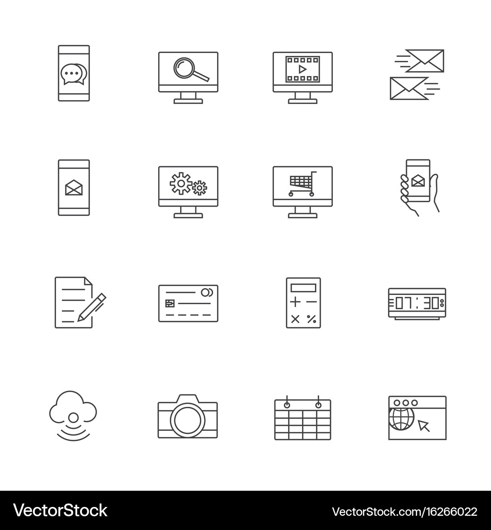 Business and mobile technology icon set line Vector Image