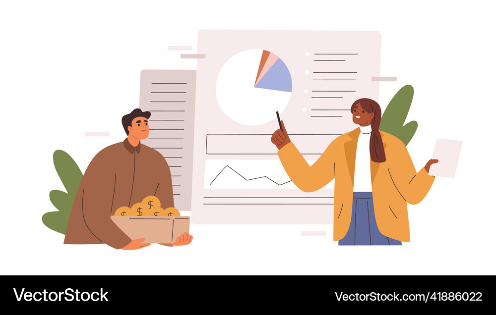Calculating budget analyzing finance report Vector Image