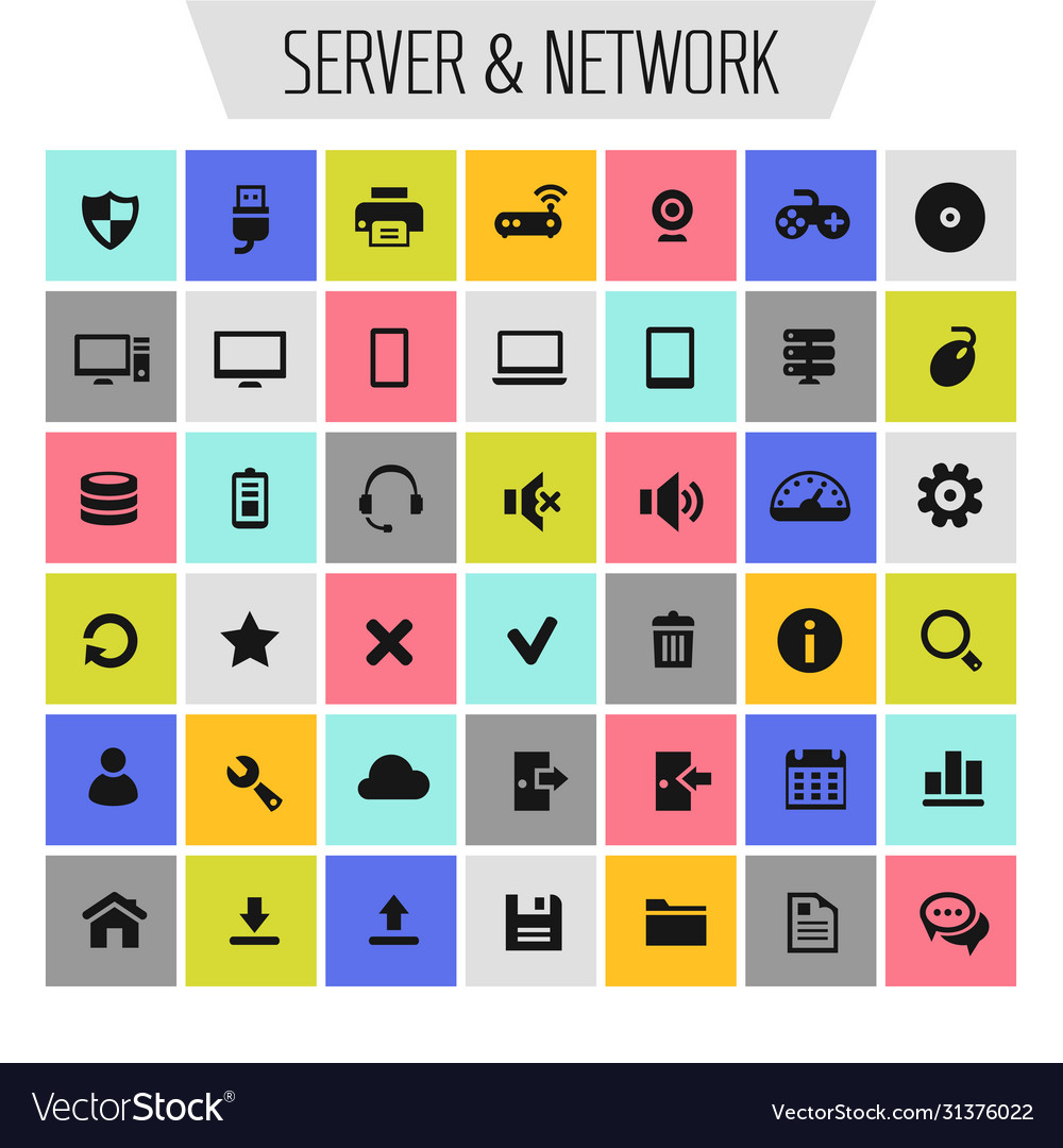 Computer and server networks icon set trendy flat Vector Image