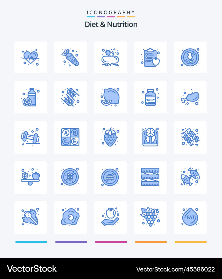 Creative diet and nutrition 25 blue icon pack Vector Image