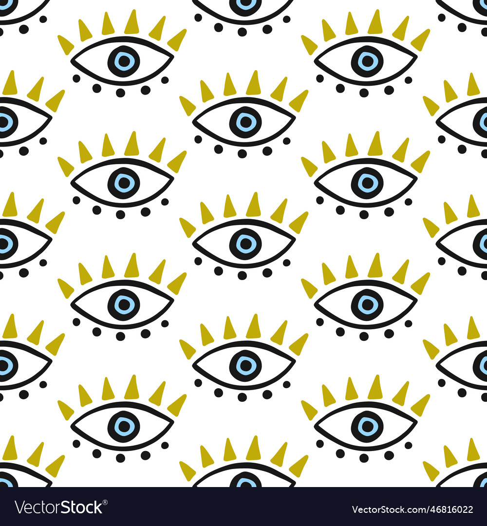 Evil eye seamless pattern background Royalty Free Vector