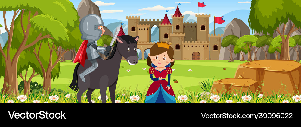 Happy kingdom with beautiful queen Royalty Free Vector Image