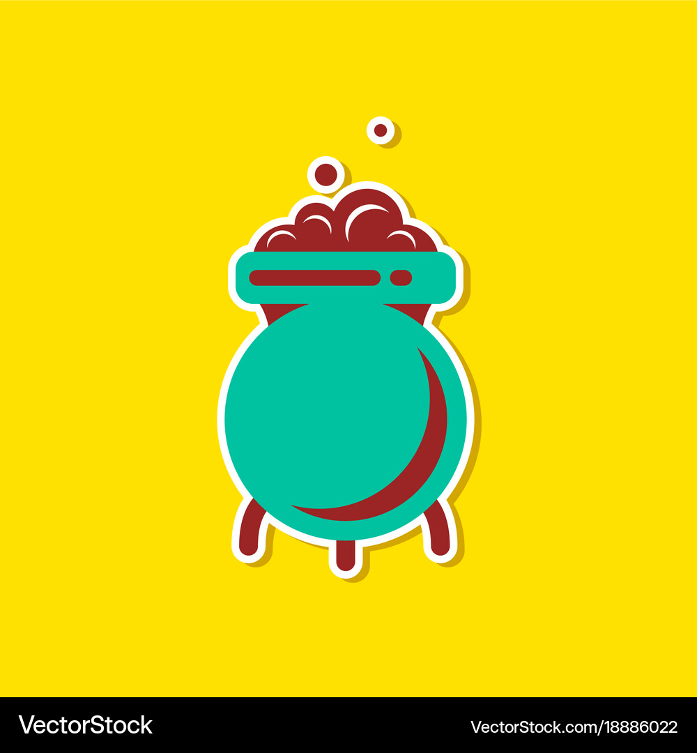 Paper sticker on stylish background cauldron Vector Image