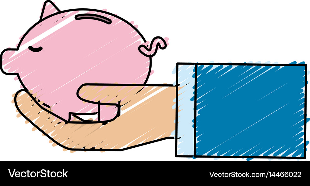Pink save pig in the hand Royalty Free Vector Image