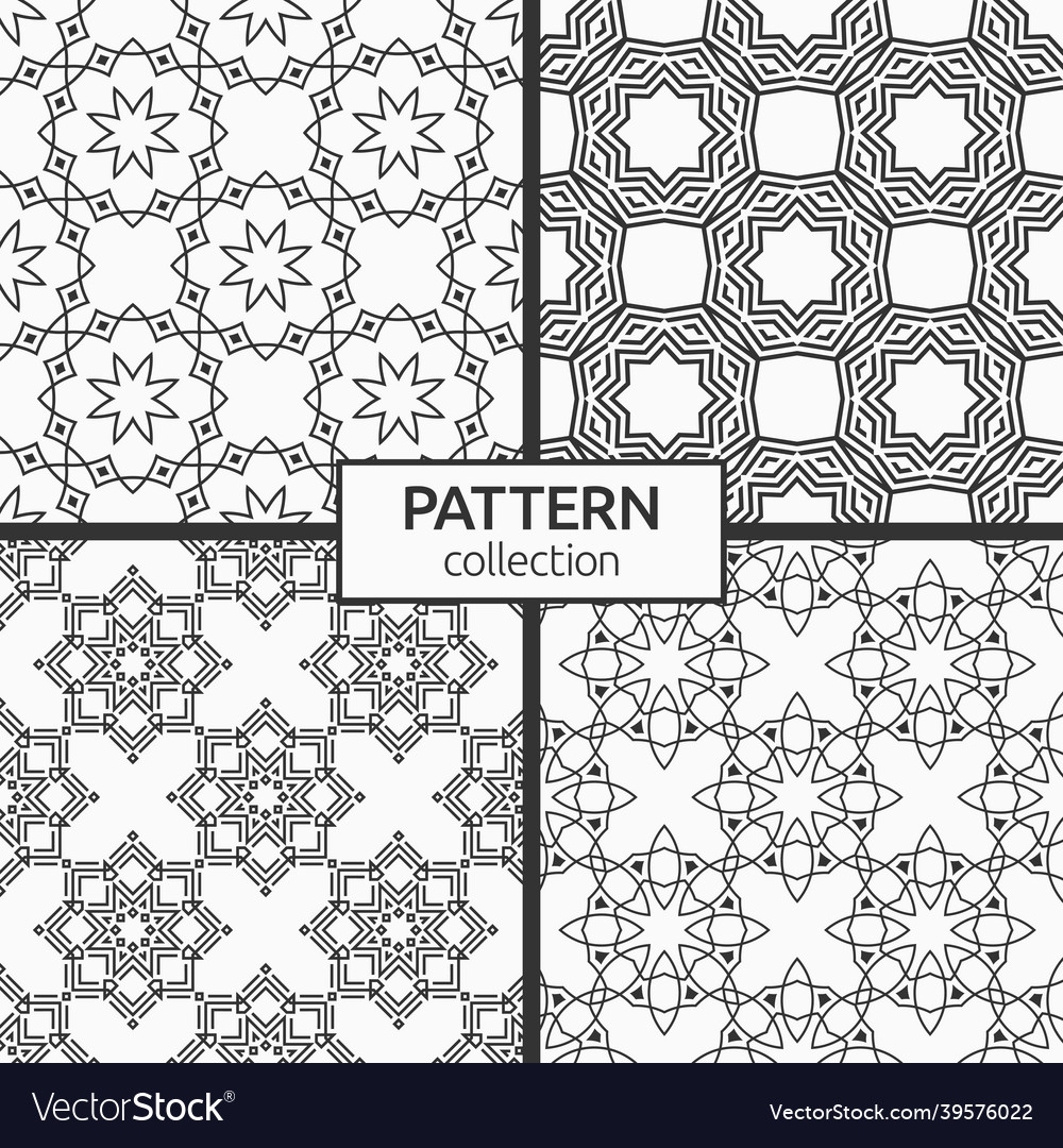 Set Of Four Seamless Patterns Intersecting Vector Image