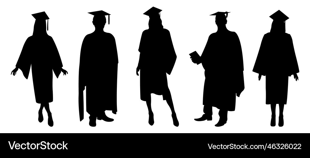 Silhouettes of graduates Royalty Free Vector Image